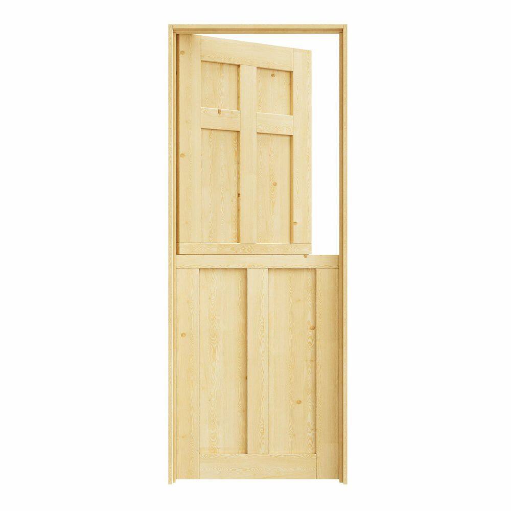 MillwkPro 30 in. x 80 in. Solid Pine Universal 6 Panel Unfinished Dutch ...