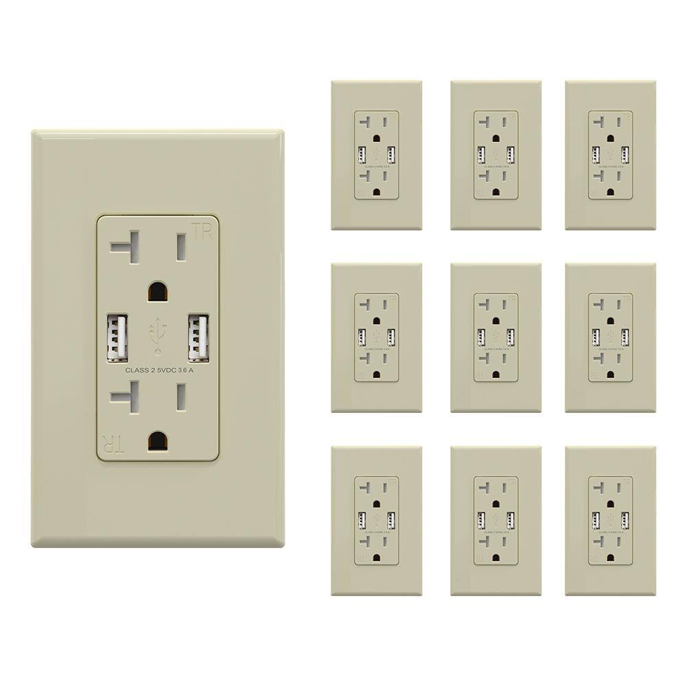 ELEGRP 3.6Amp USB Outlet, Dual Type A In-Wall Charger with 20 Amp ...