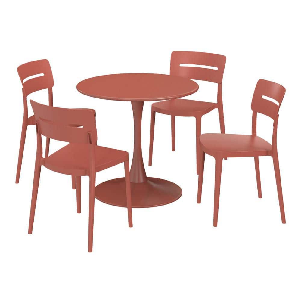 WESTIN OUTDOOR Frond and Form Outdoor Patio Modern 5-Piece Round HDPE ...