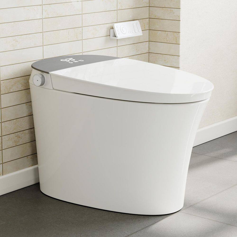 Uncle Brown Tankless Elongated Smart Bidet Toilet 1.27 GPF in White ...