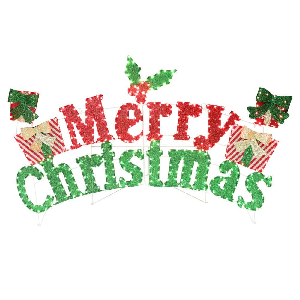 VEIKOUS 6 ft. 2-in-1 Merry Christmas Sign Outdoor Holiday Yard ...