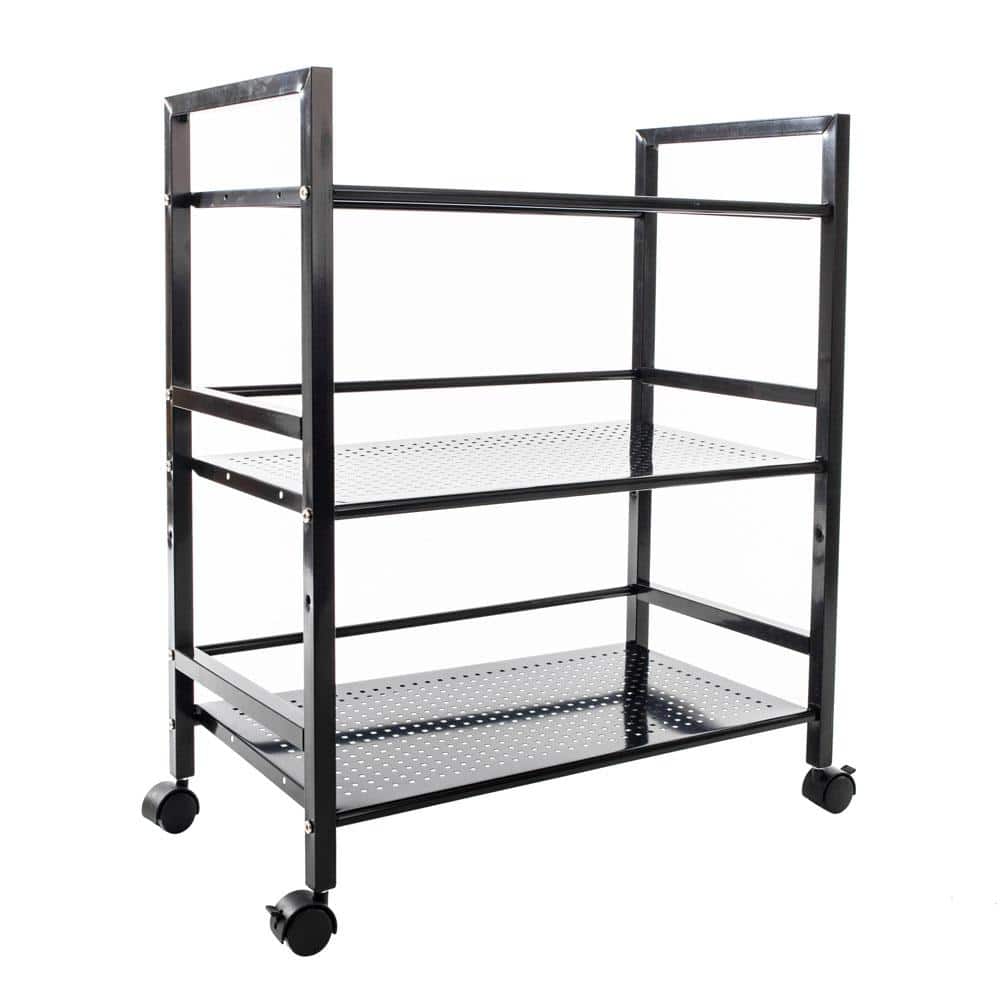 Karl home 4-Wheeled Widen Iron Multi-functional Storage Cart in Black ...