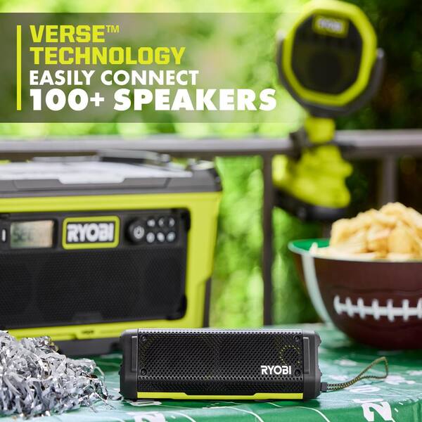 RYOBI USB Lithium Cordless Bluetooth Charging Speaker Kit with 2.0 Ah ...