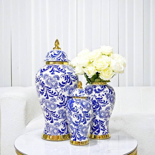 Large Ceramic Ginger Jar Planters Oriental Ceramic Pot Blue White