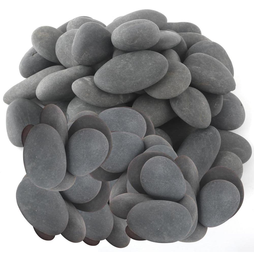 .N/A 0.08 cu. ft. Grey Decorative Stone Natural Mexican Beach Pebbles 5 ...
