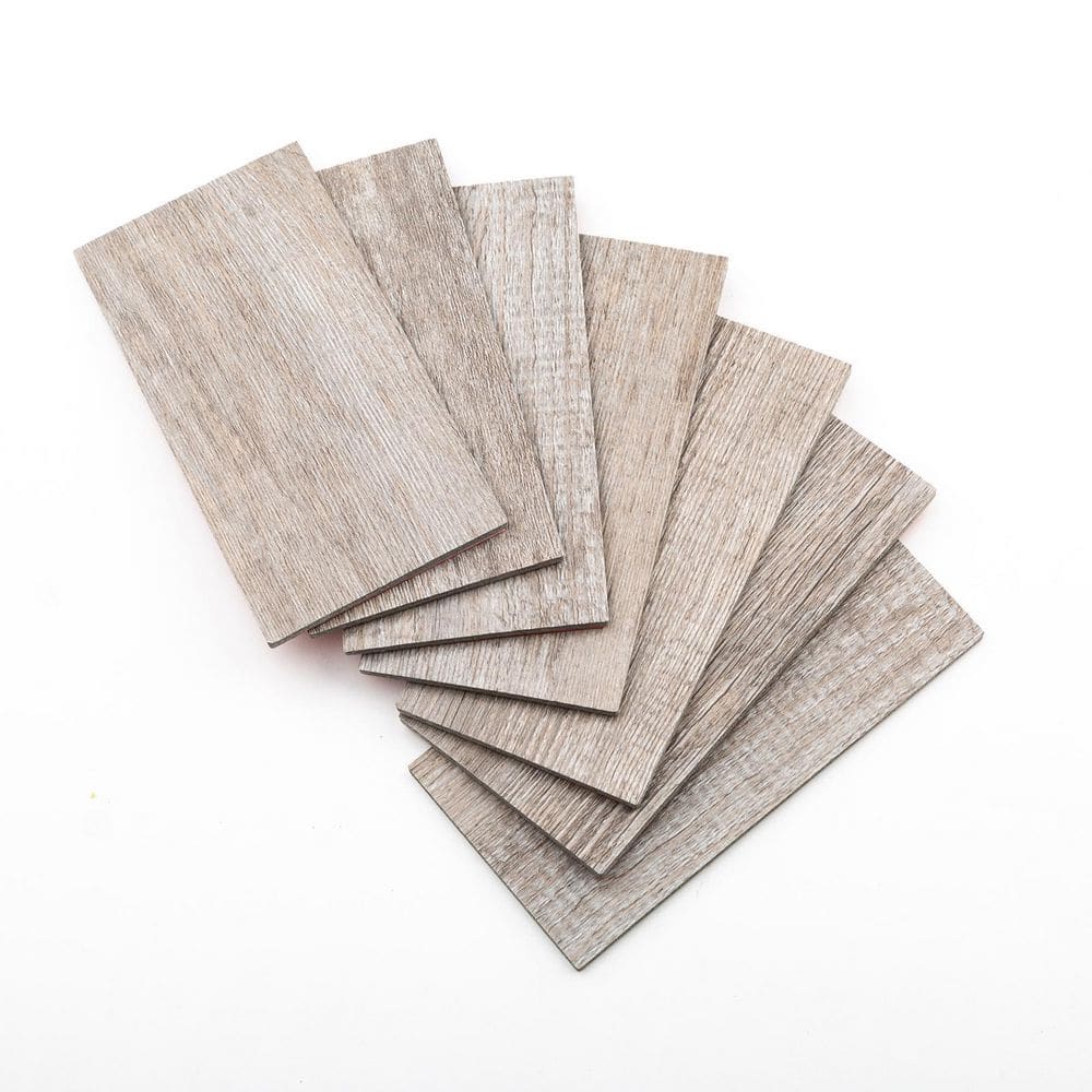 Yipscazo Subway Collection Gray Rustic Wood 3 in. x 6 in. PVC Peel and ...