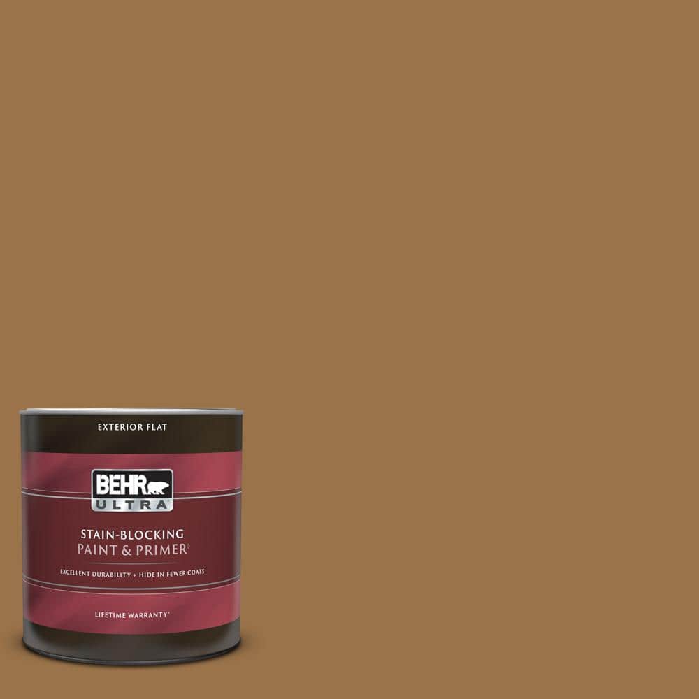 BEHR ULTRA 1 qt. #PPU4-17 Olympic Bronze Flat Exterior Paint & Primer ...