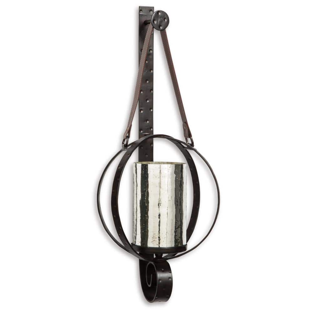 Signature DESIGN BY ASHLEY Despina Brown/Beige Metal Wall Candle Sconce ...