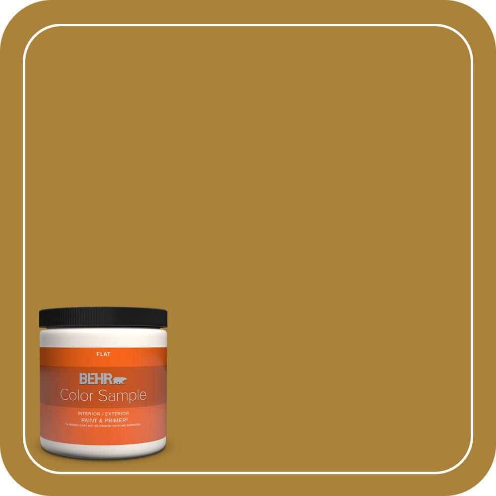 BEHR PREMIUM PLUS 8 oz. #340D-7 Golden Green Flat Interior/Exterior ...