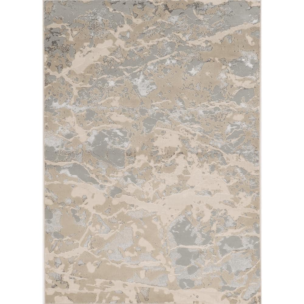 MILLERTON HOME Clara Sand Gray 5 ft. x 8 ft. Overdyed Glam Area Rug ...
