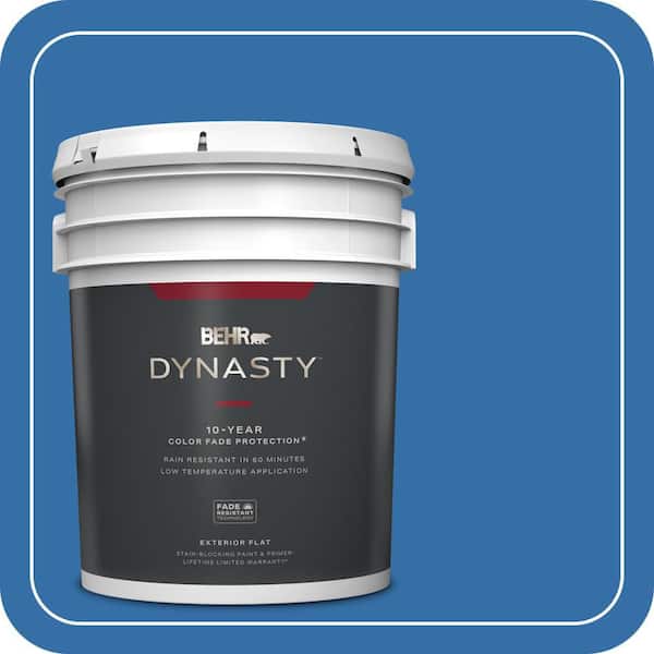 BEHR DYNASTY 5 gal. #P520-6 Mega Blue Flat Exterior Stain-Blocking ...