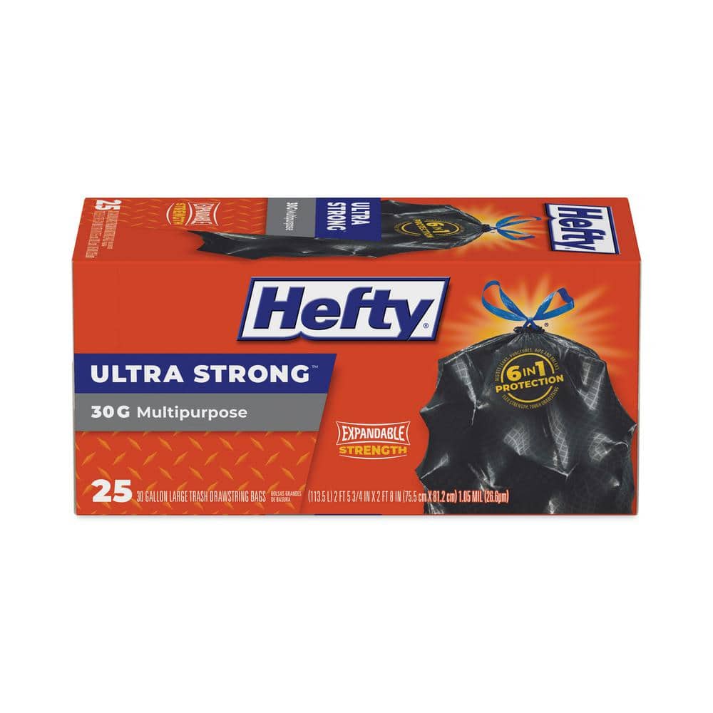 Hefty 30 in. x 33 in. 30 Gal. 1.05 mil Black Ultra Flex Trash Bags (150 ...