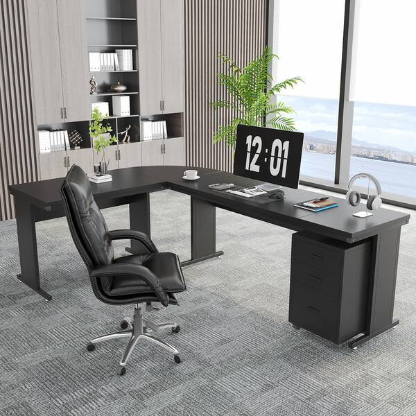 Black l shaped executive desk store