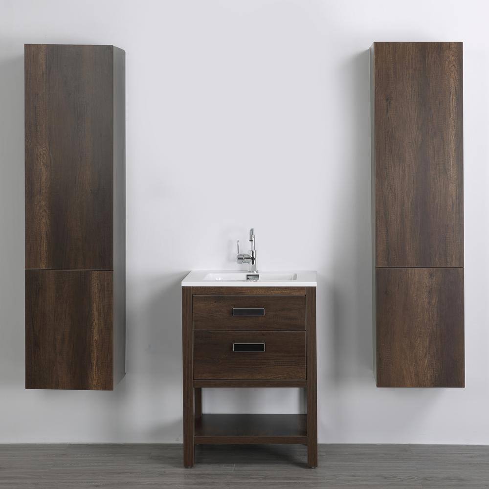 Streamline 23.6 in. W x 32.3 in. H Bath Vanity in Brown with Resin ...
