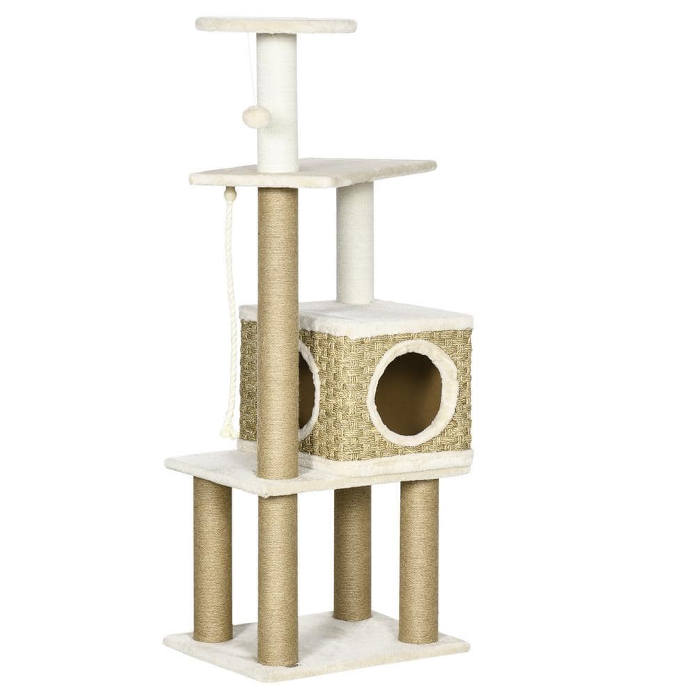 PawHut Cat Tree Activity Center for Indoor Cats with Jute Scratching ...
