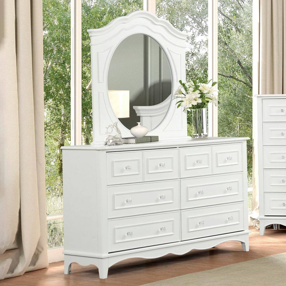 Furniture of America Underhill White 6 Drawer Standard Dresser with Mirror IDF N7456WH DM