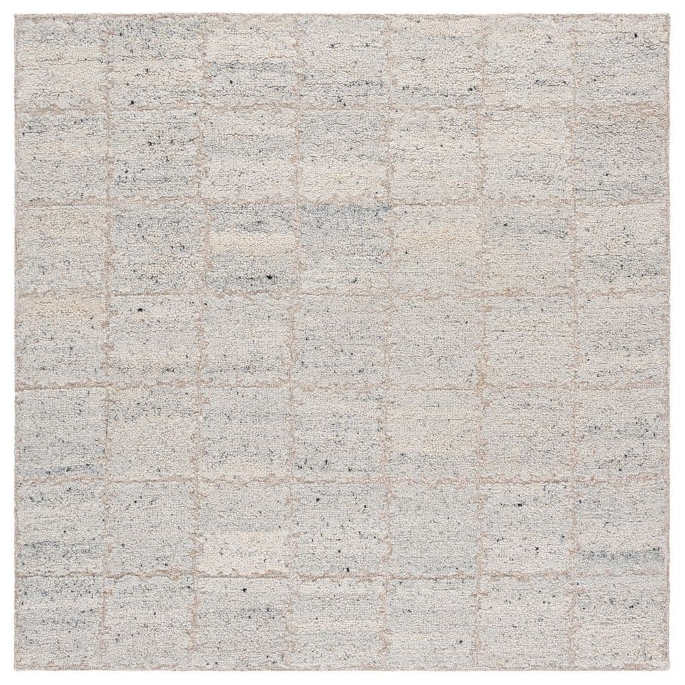 SAFAVIEH Harvest 6 ft. x 6 ft. Silver/Gray Geometric Tile Square Area ...