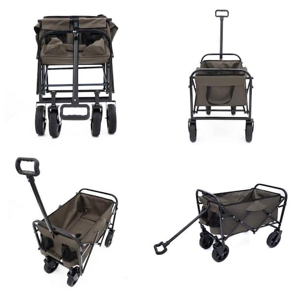 Otryad 9.74 cu. ft. Brown Fabric Expandable Garden Cart, Heavy Duty ...