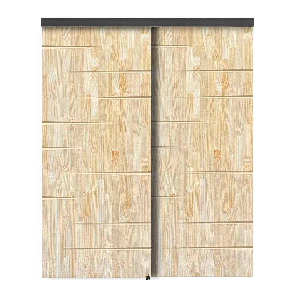 CALHOME 60 in. x 80 in. Hollow Core Natural Pine Wood Unfinished ...