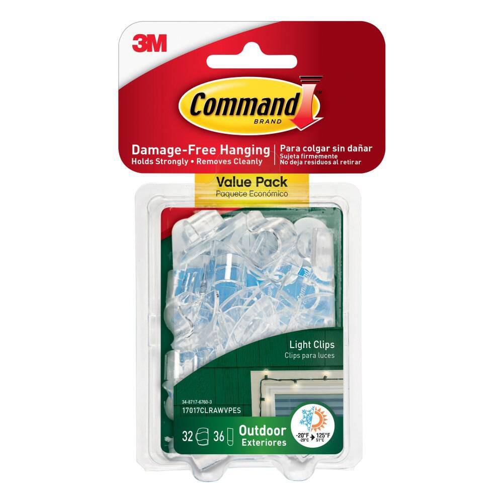 Command Clear Outdoor Light Clips (30 Clips, 32 Command Strips ...