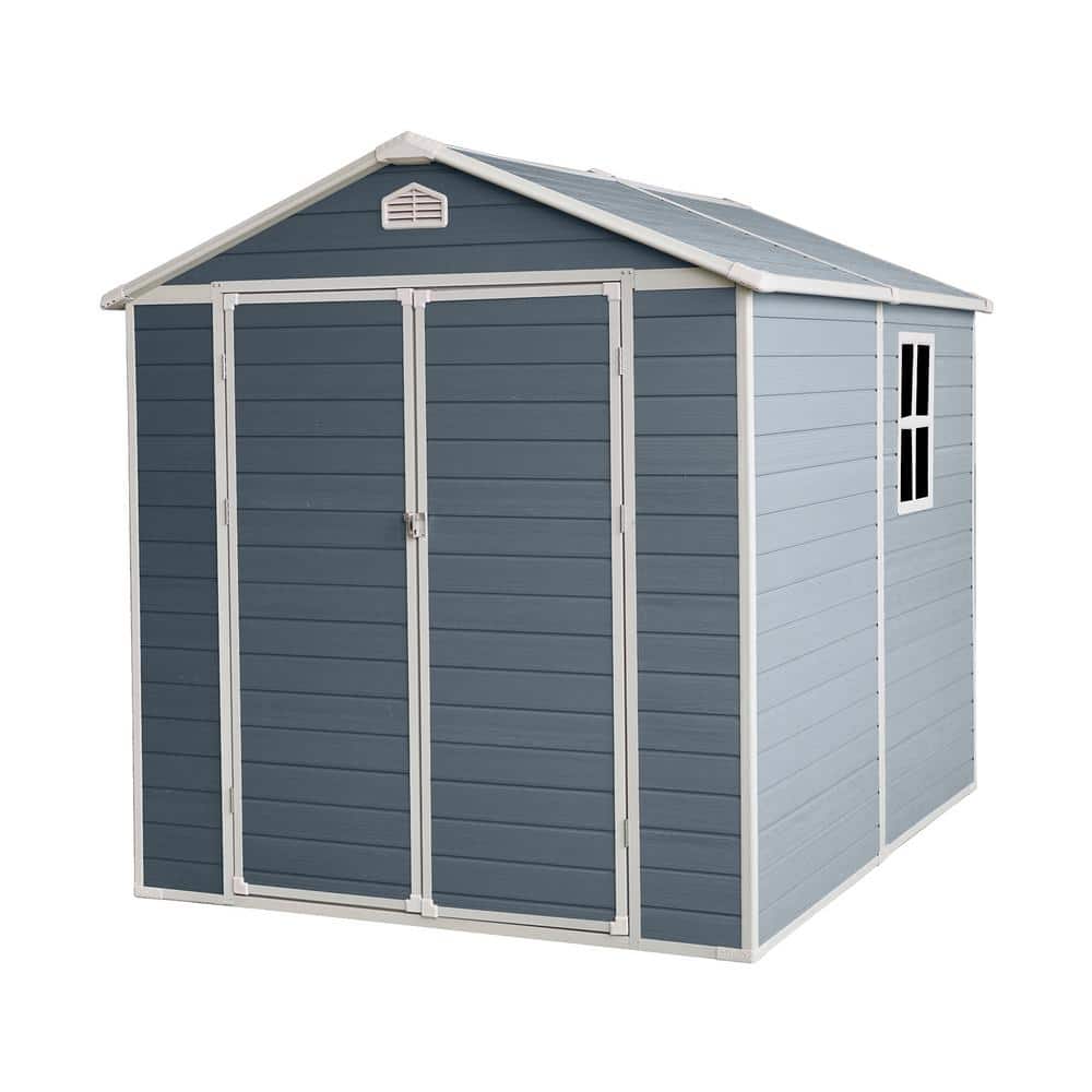 TIRAMISUBEST 8 ft. W x 6 ft. D Outdoor Storage Metal Shed Lockable ...