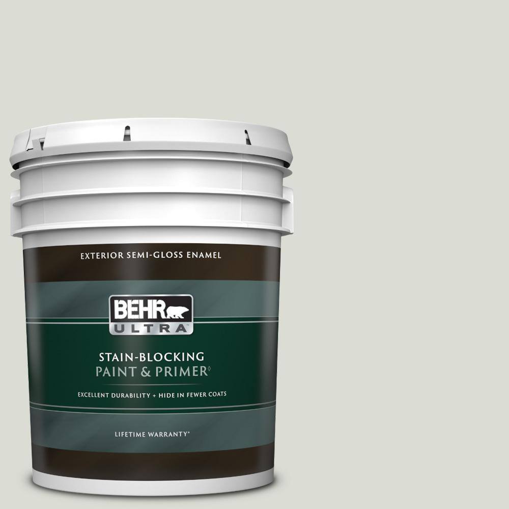 BEHR ULTRA 5 gal. #BWC-29 Silver Feather Semi-Gloss Enamel Exterior ...