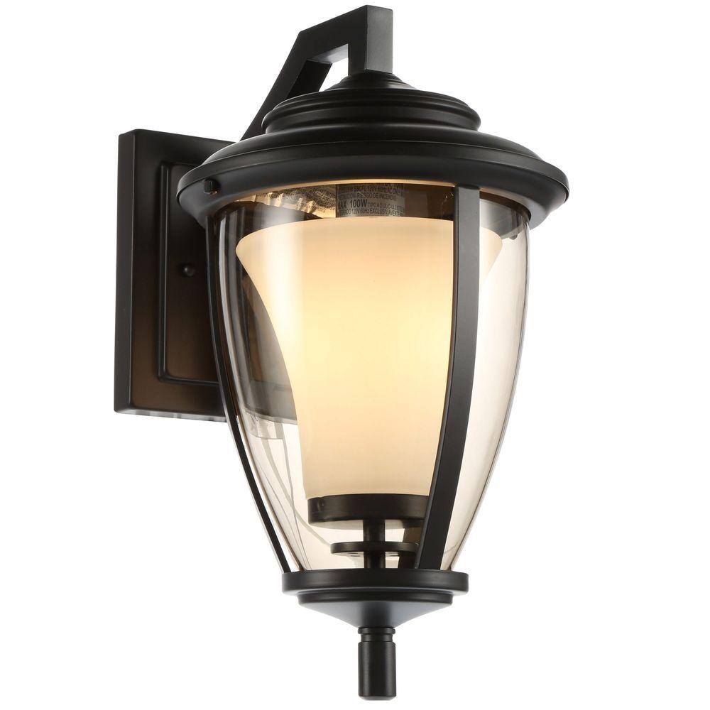 Hampton Bay Stockholm Satin Bronze Outdoor Wall Lantern HB7049-34 - The ...