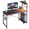 Bestier 44 in. Rectangular Black Carbon Fiber Gaming Desk with RGB LED ...