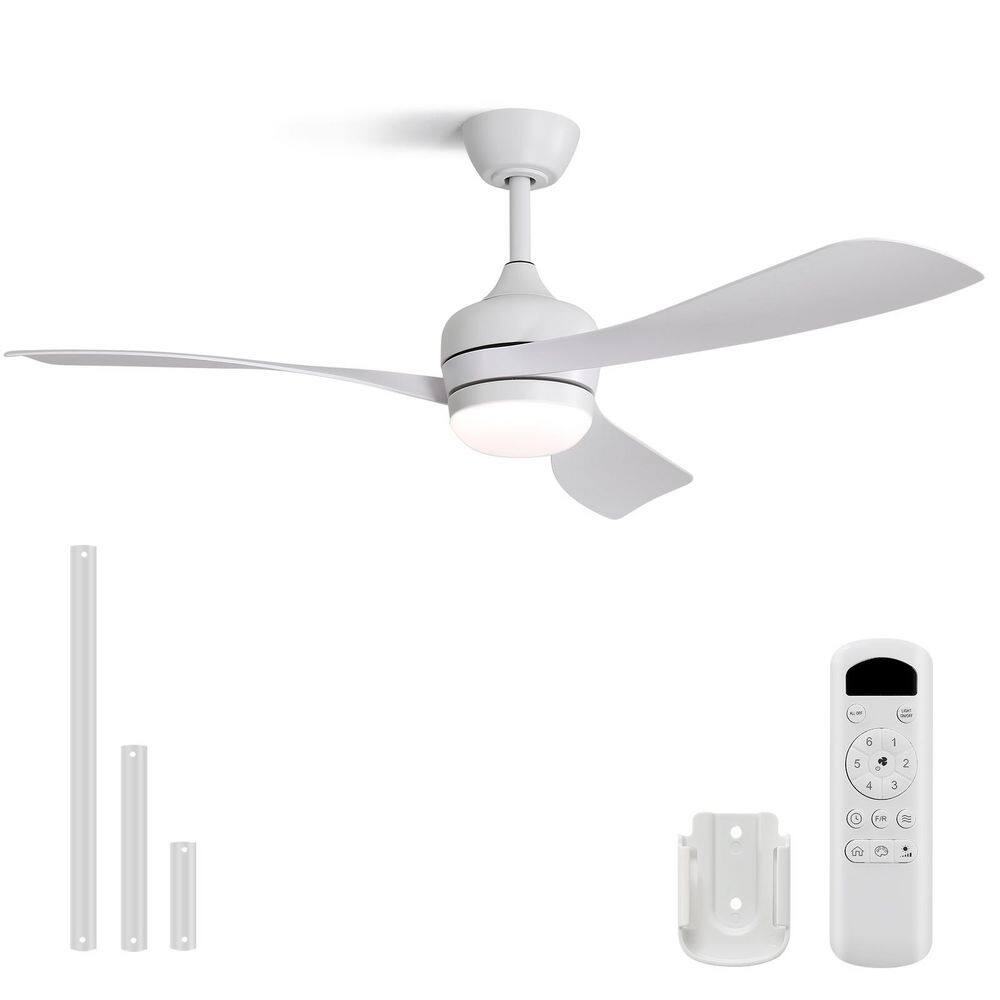 CACI Mall 52 in. Indoor/Outdoor Modern White Ceiling Fan with ...