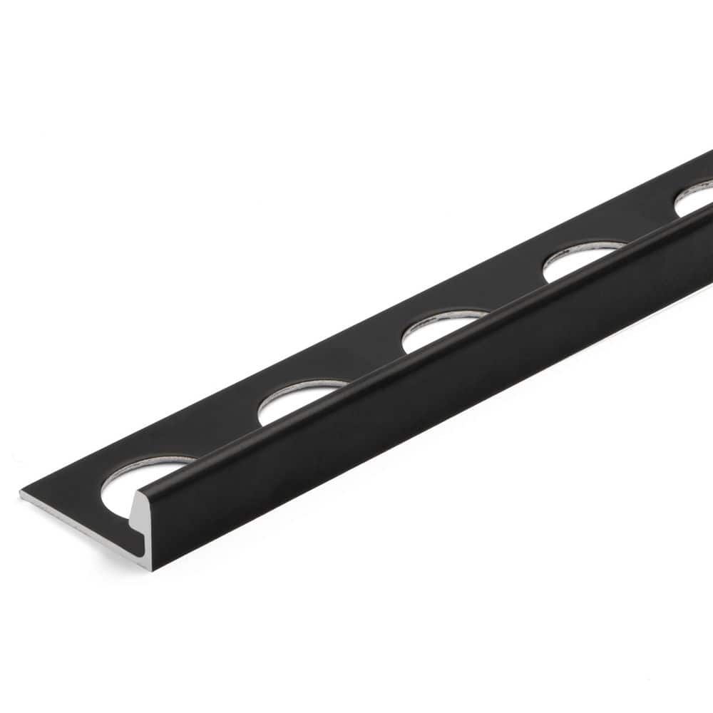 TrimMaster Black 3/8 in. x 120 in. Aluminum L-Shaped Tile Edging Trim ...