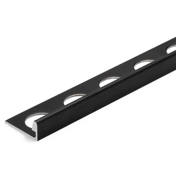 TrimMaster Black 3/8 in. x 120 in. Aluminum L-Shaped Tile Edging Trim ...