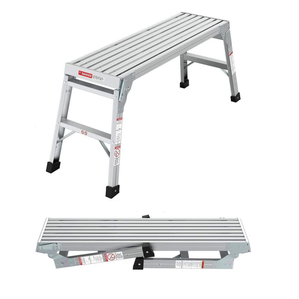 KIWDZFU 40 in. 5.7 ft. Reach Aluminum Folding Work Platform Bench ...