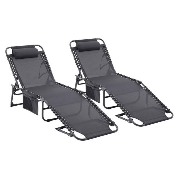 Siavonce 2-Pieces Composite Black Folding Waterproof Outdoor Adjustable ...
