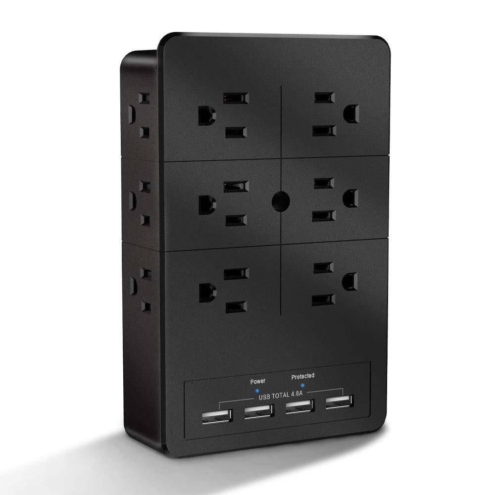 Yichuhaoxi 12-Outlet 4-Ports Surge Protector with Wide AC Outlets and ...