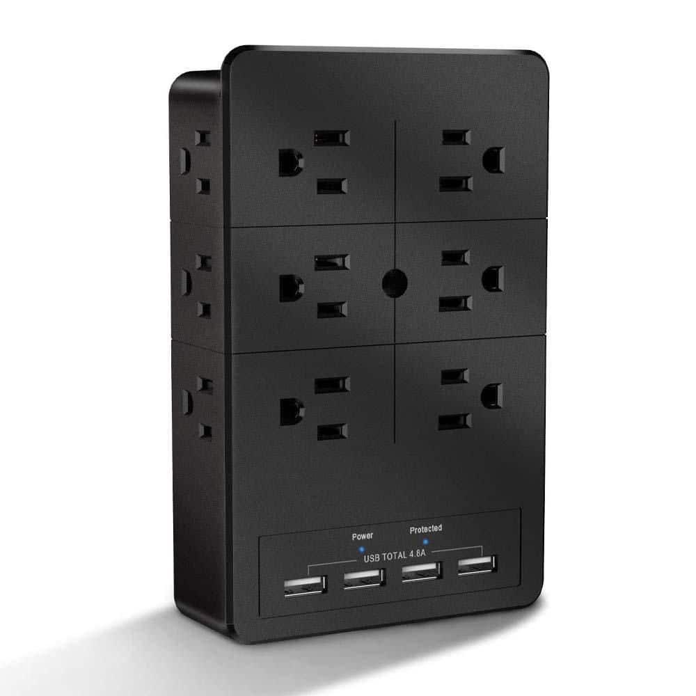 Yichuhaoxi 12-Outlet 4-Ports Surge Protector with Wide AC Outlets and ...