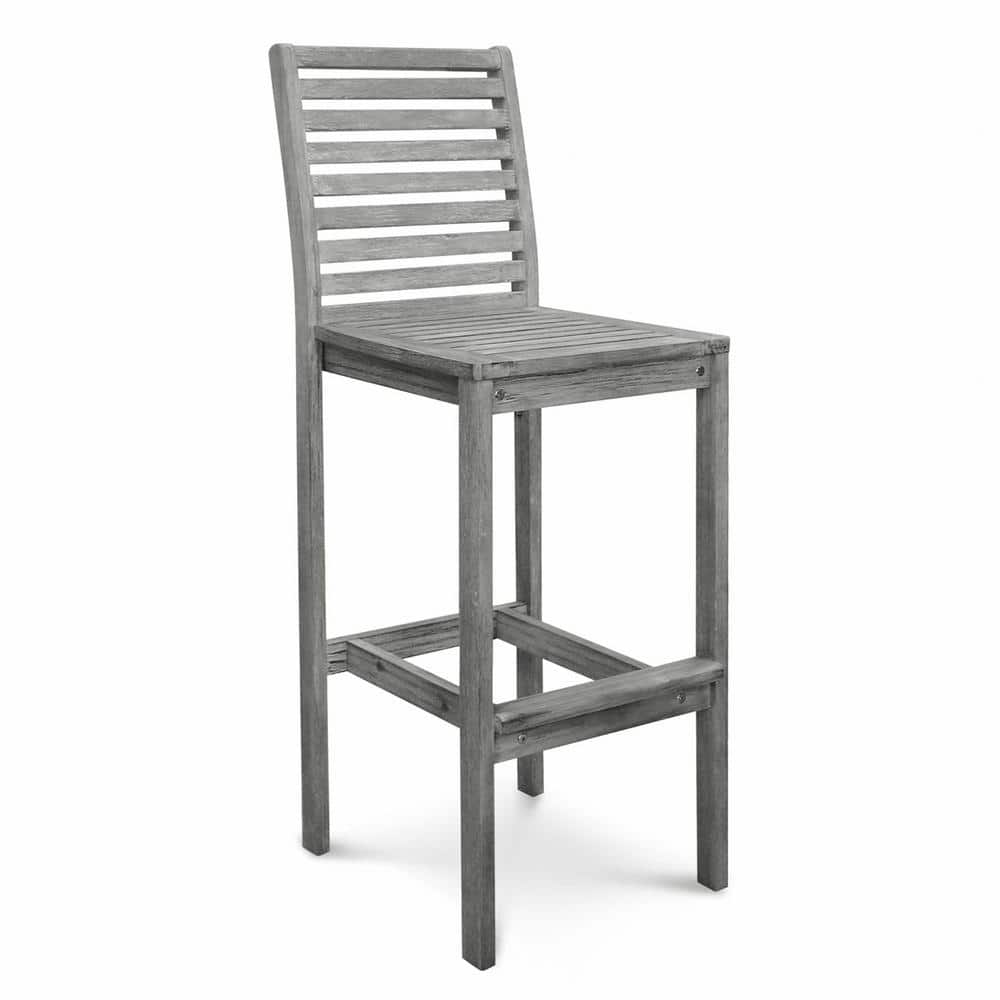 HomeRoots 49 in. Gray Indoor Outdoor Bar Height Chair with Footrest ...