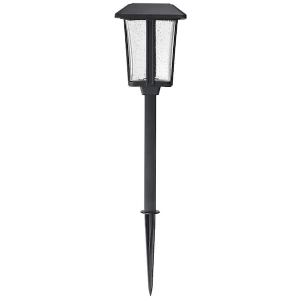 Hampton Bay Callaway Black Solar Integrated LED Weather Resistant Path ...