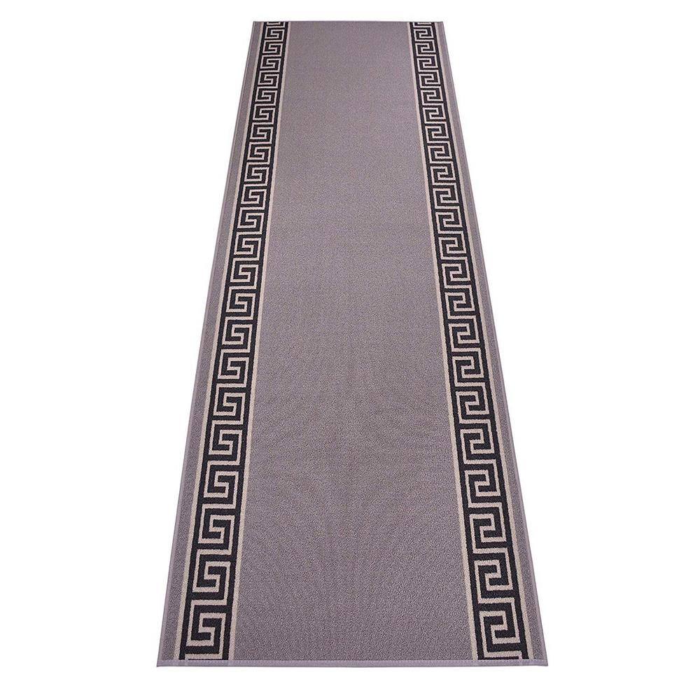 Meander Greek Key Design Gray Color 22 in. Width x 34 ft. Your Choice ...