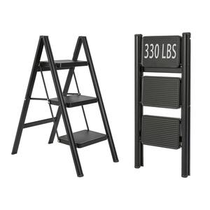 Tatayosi 3-Step Iron Folding Step Stool Ladder 330 lbs. Load Capacity ...