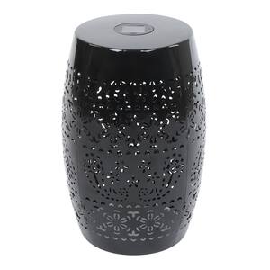 Teal Color Round Outdoor Side Table Solar End Table with Solar Powered ...