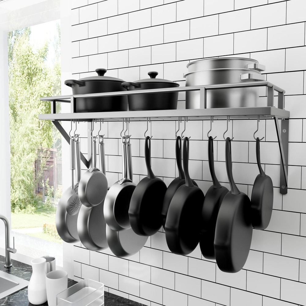KES Silver Gray 30 in. Wall Mount Rectangular Pot Rack for Kitchen with ...