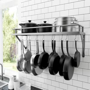 KES Matte Black 30 in. Wall Mount Rectangular Pot Rack for Kitchen 2 ...