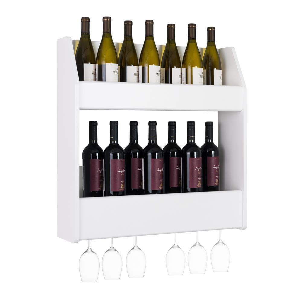 Prepac 24-Bottle White 2-Tier Floating Wine and Liquor Rack-WSOW-0202-1 ...
