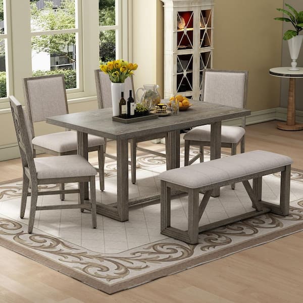 Oak and grey dining table and chairs store