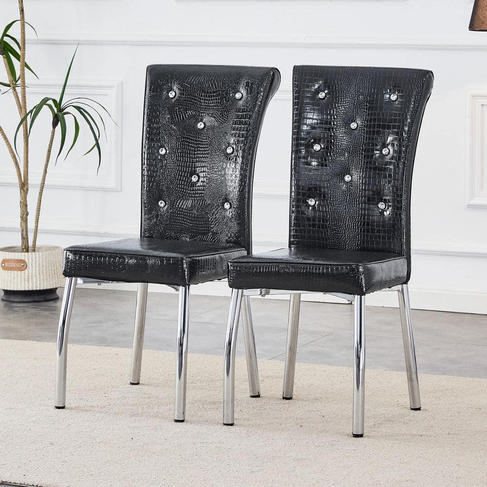 Black material dining chairs store