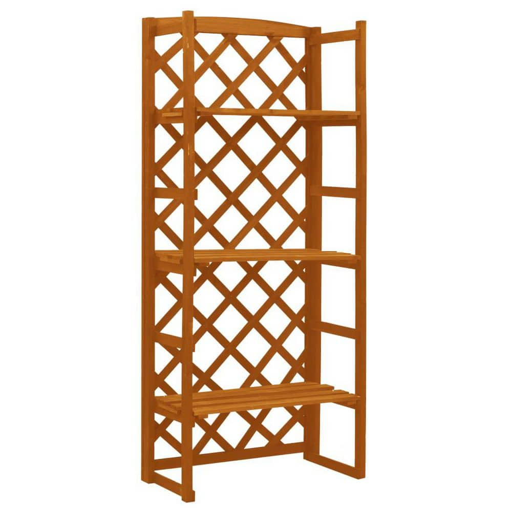 Indoor/Outdoor Wood Plant Stand with Trellis Orange 23.6in.x11. 8in.x55 ...