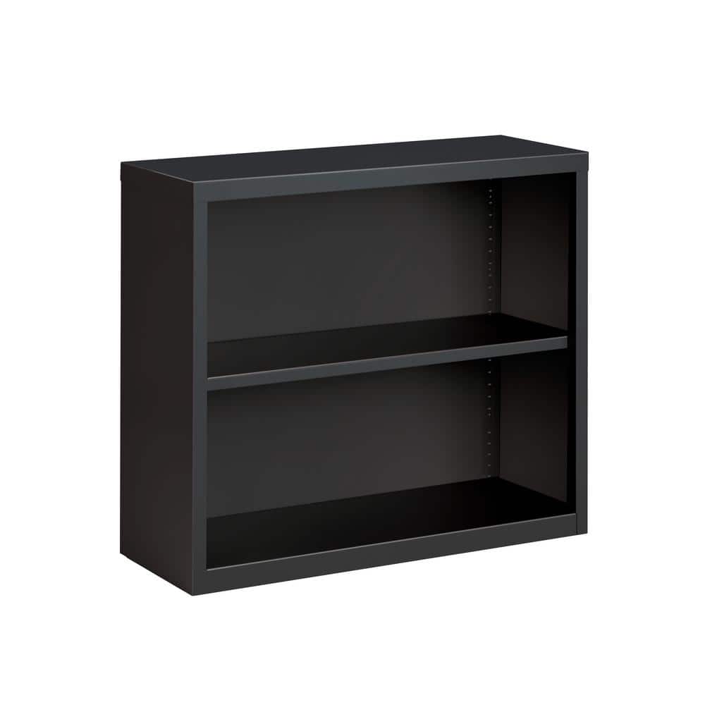 Hirsh 30 in. Tall Charcoal Metal 2-Shelf Standard Bookcase with ...