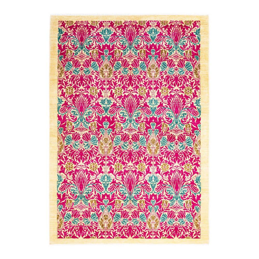 Chloe & Olivia Home Arts and Crafts Ivory 6 ft. x 9 ft. Floral Wool ...