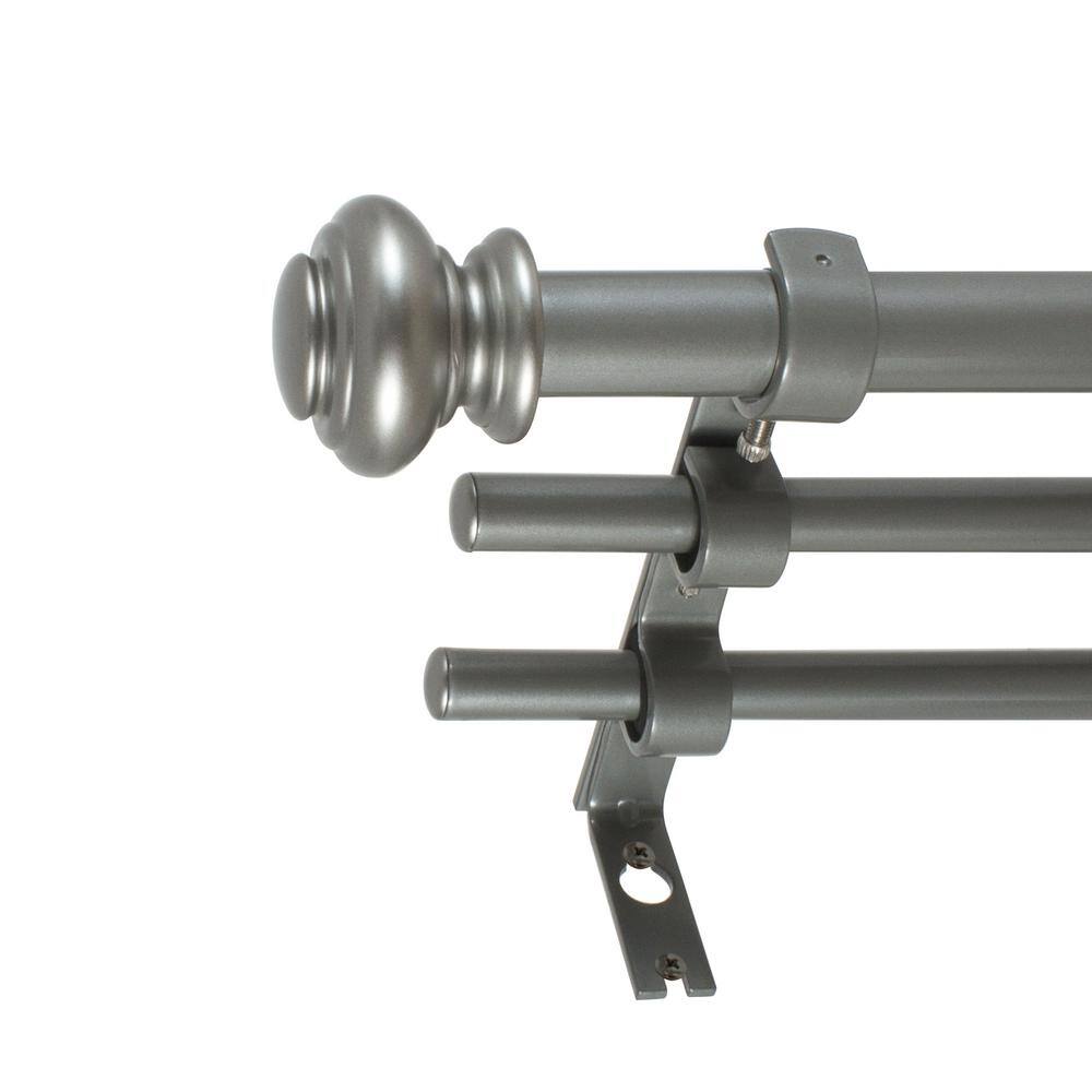 Decopolitan Urn 42 in. - 120 in. Double Curtain Rod in Antique Silver ...