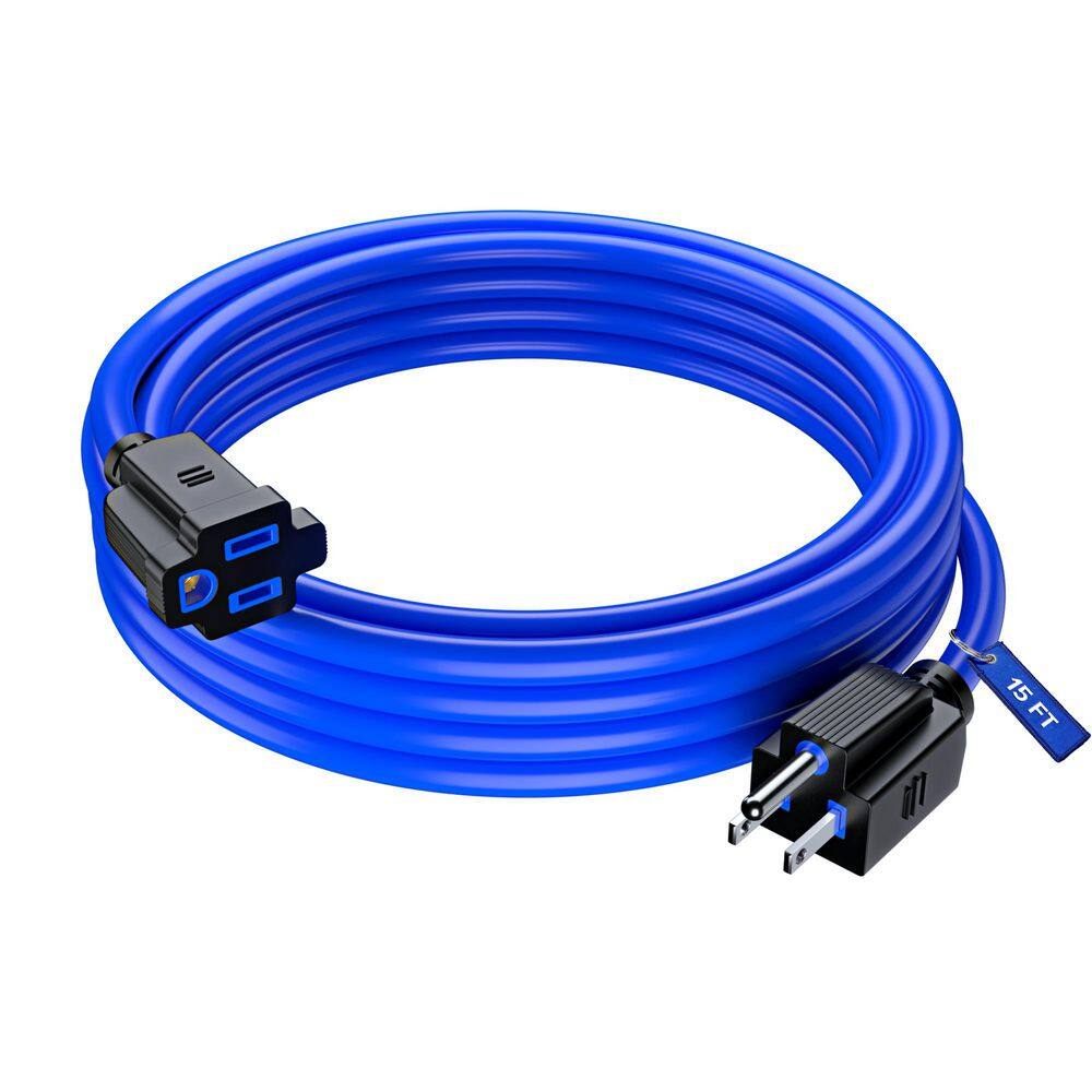 MAXIMM 15 ft. 16 / 3 Light Duty Indoor Extension Cord 13 Amps Blue OBK ...